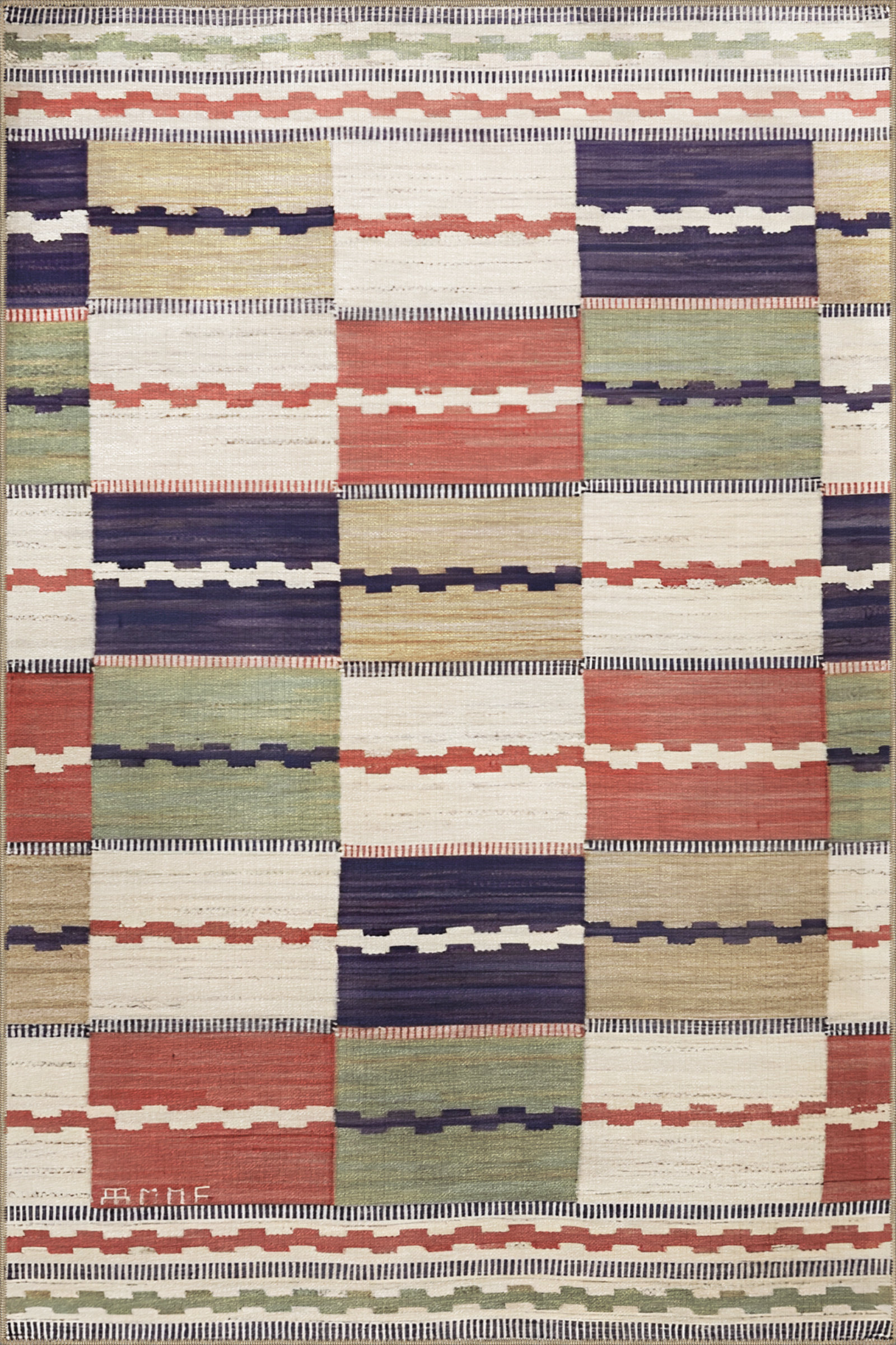 Latitude Run® Ipon Digital Print Carpet Green Beige Brick Color Plaid ...