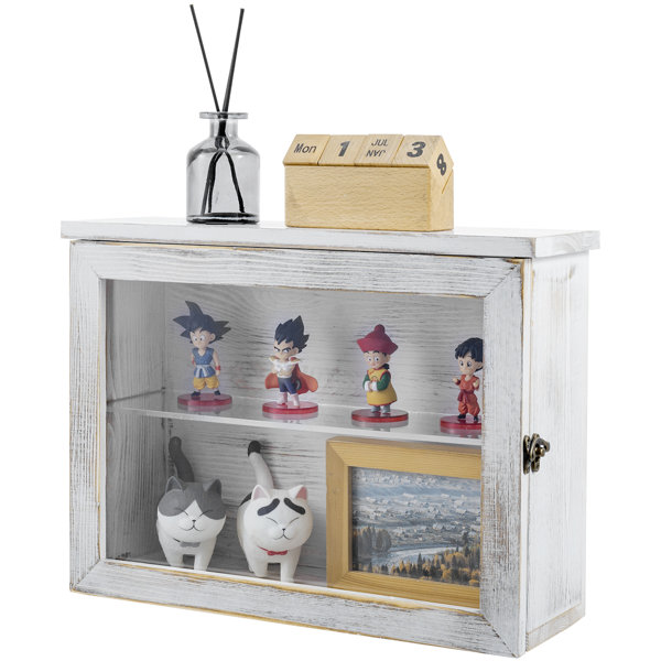 MyGift White Wood 2 Tiers Wall Floating Display Cases | Wayfair