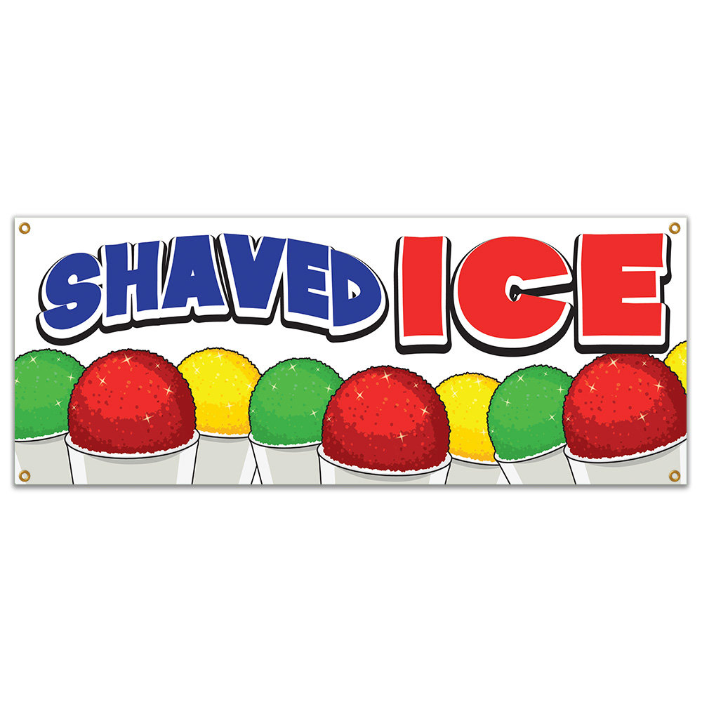 SignMission Shaved Ice Banner Concession Stand Food Truck Single Sided ...