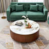 Hokku Designs Modern Rustic Round Coffee Table with Top and 2 Drawers ...