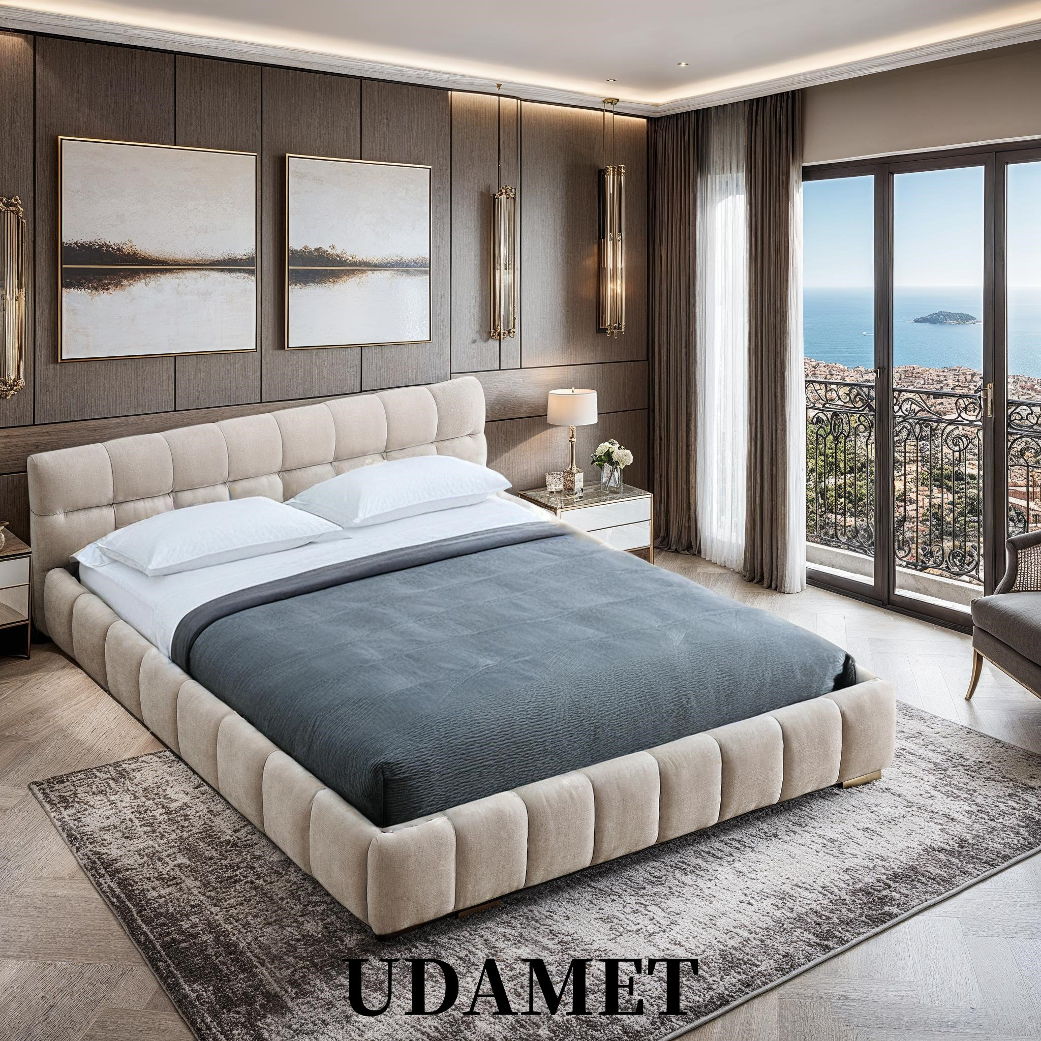 Latitude Run® Modern Grounded Queen Bed Frame with Thick Chenille ...