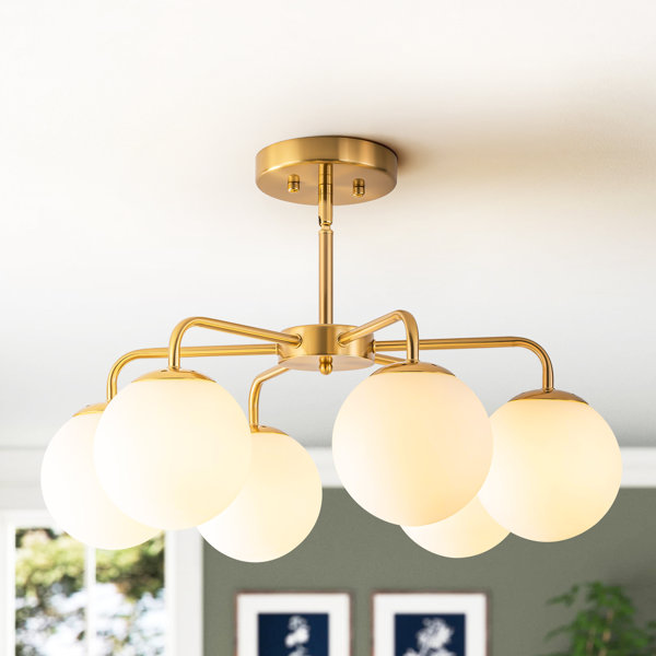 George Oliver Royelle Glass Semi Flush Mount & Reviews | Wayfair