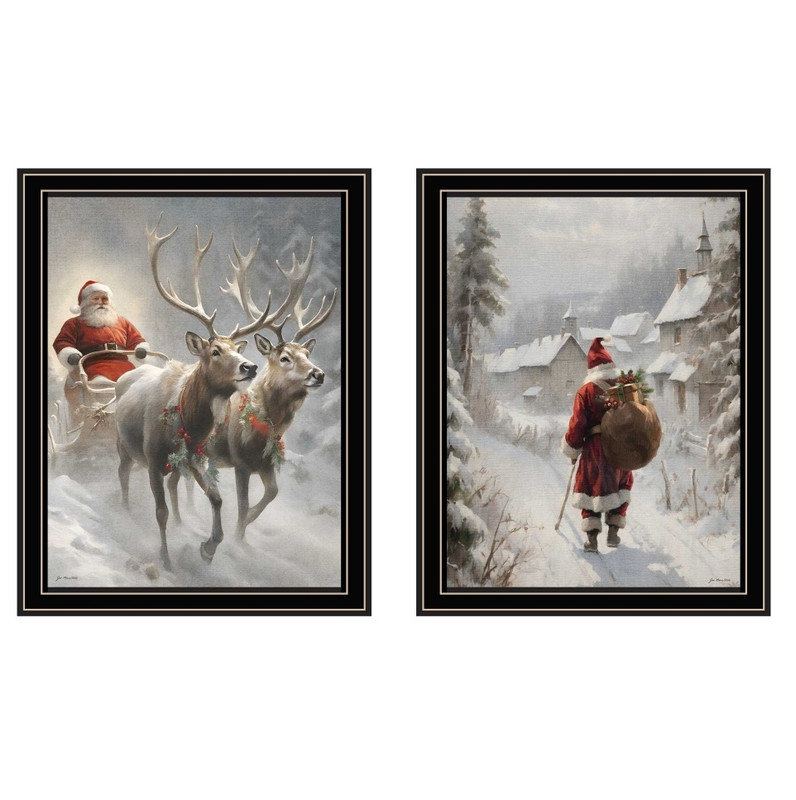 Hokku Designs 2-Piece Christmas Eve Vignette Wall Art - Black Framed ...