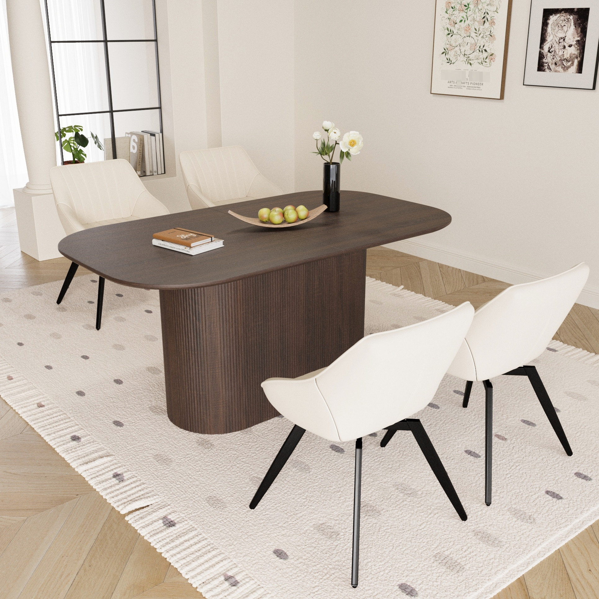 Hokku Designs Dining Table With 4 Rotating Ergonomic Chairs, High ...
