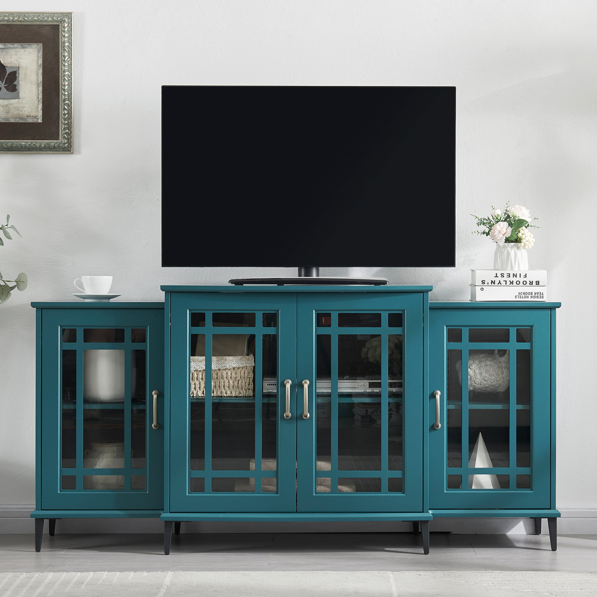 Red Barrel Studio® " Teal Blue Tv Stand And Buffet Sideboard Cabinet ...