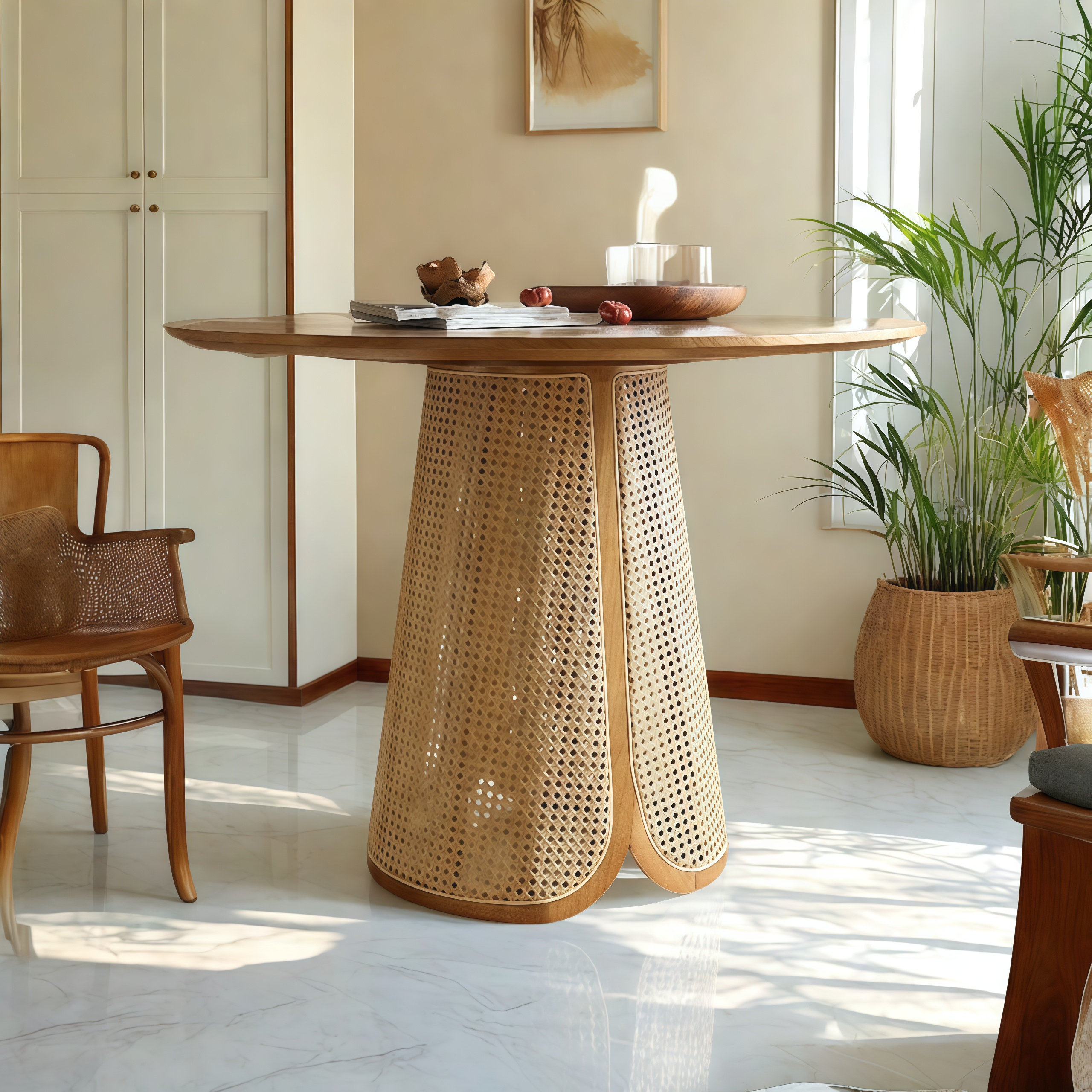 Bay Isle Home™ Minimalist Round Solid Wood Dining Table | Wayfair