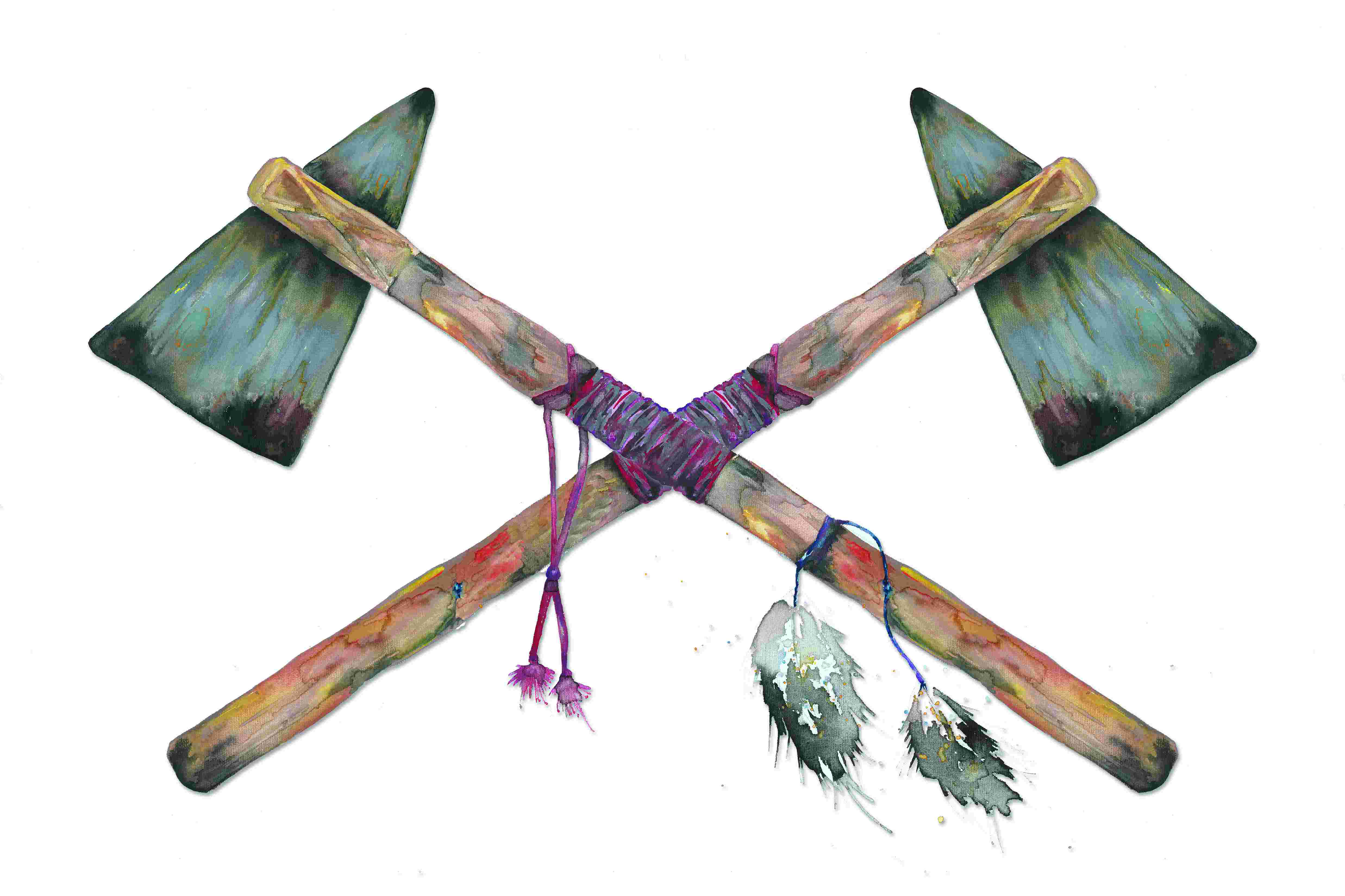 Union Rustic Watercolor Tomahawks - Wrapped Canvas Painting | Wayfair