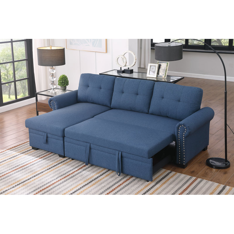 Winston Porter Peardon Upholstered Sofa & Chaise Sectional with Pull ...