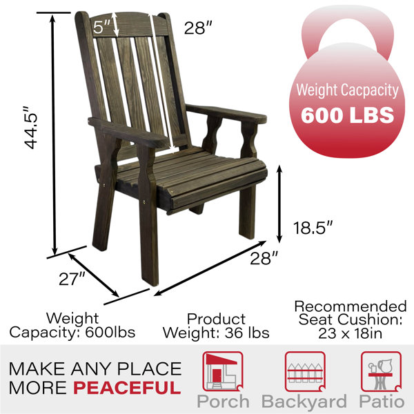 Amish Casual Heavy Duty 600 Lb High Back Mission Treated Patio Chair ...