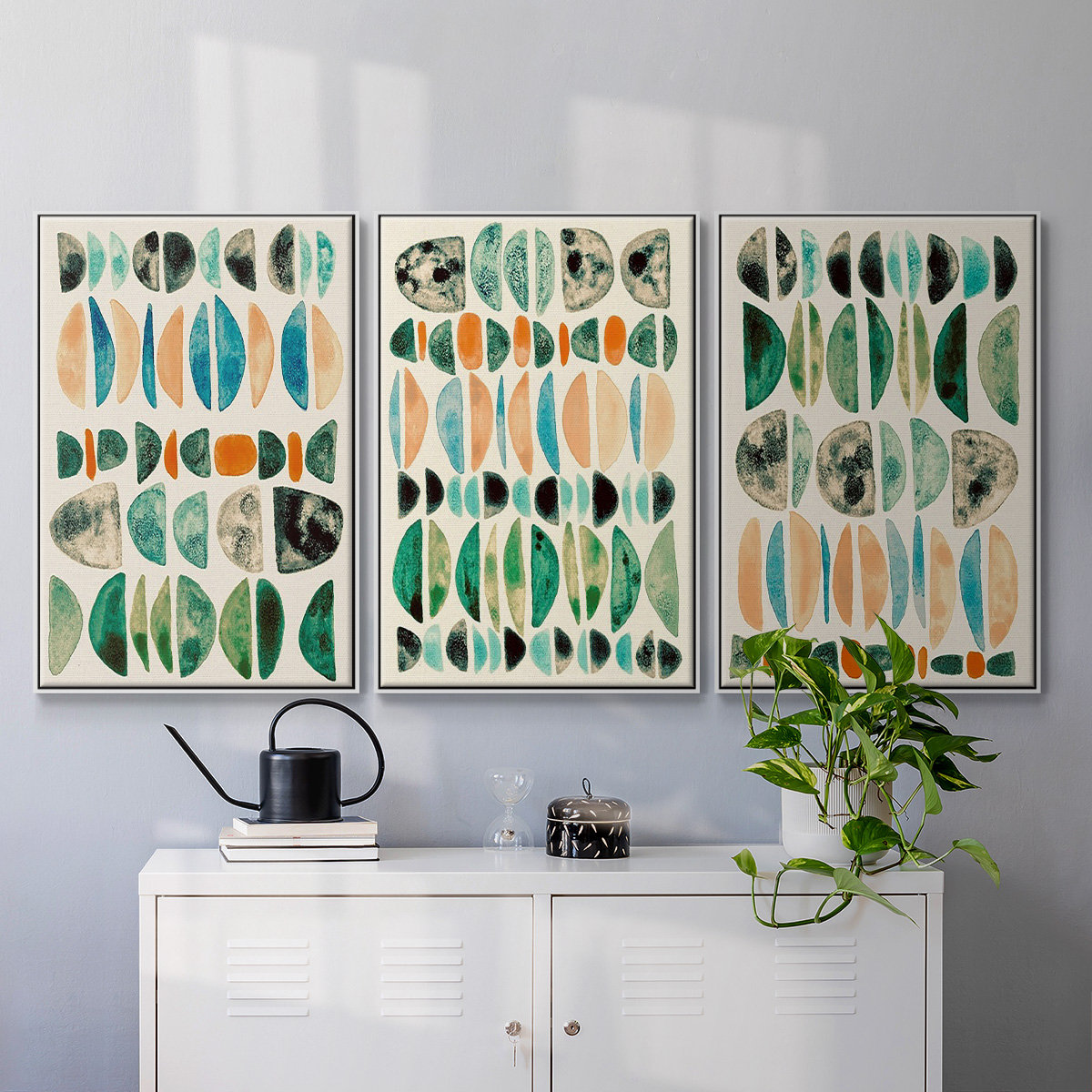 Orren Ellis Semi Stack I - 3 Piece Floater Frame Print Set on Canvas ...