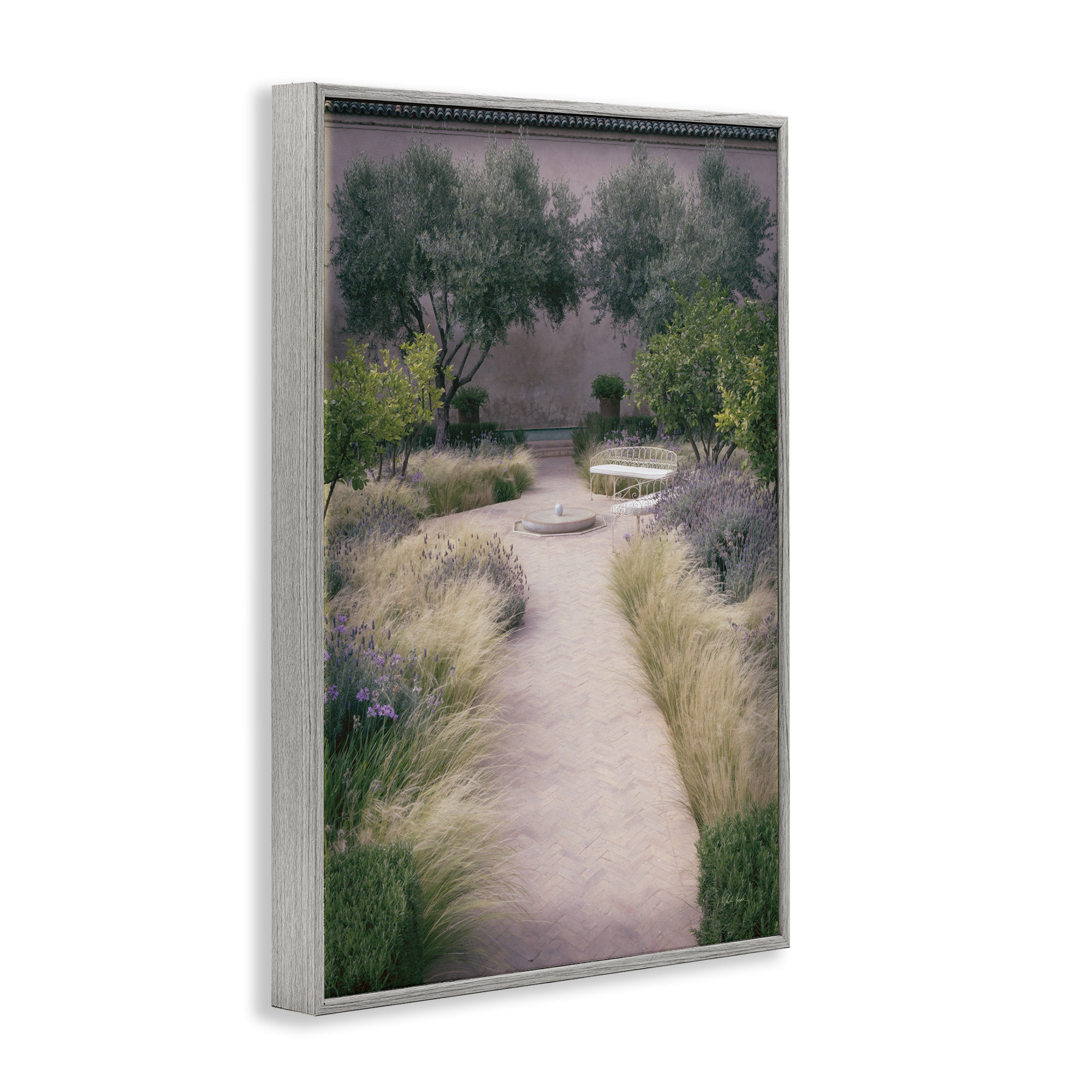 Stupell Industries Rounded Garden Path Bench Framed Giclee Art, Design ...