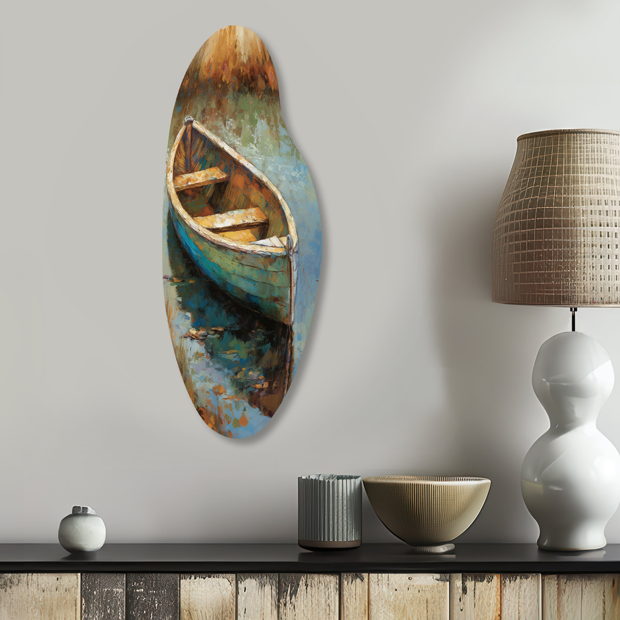 Millwood Pines Lake Serenity Dinghy Boat Resting On The Water I ...