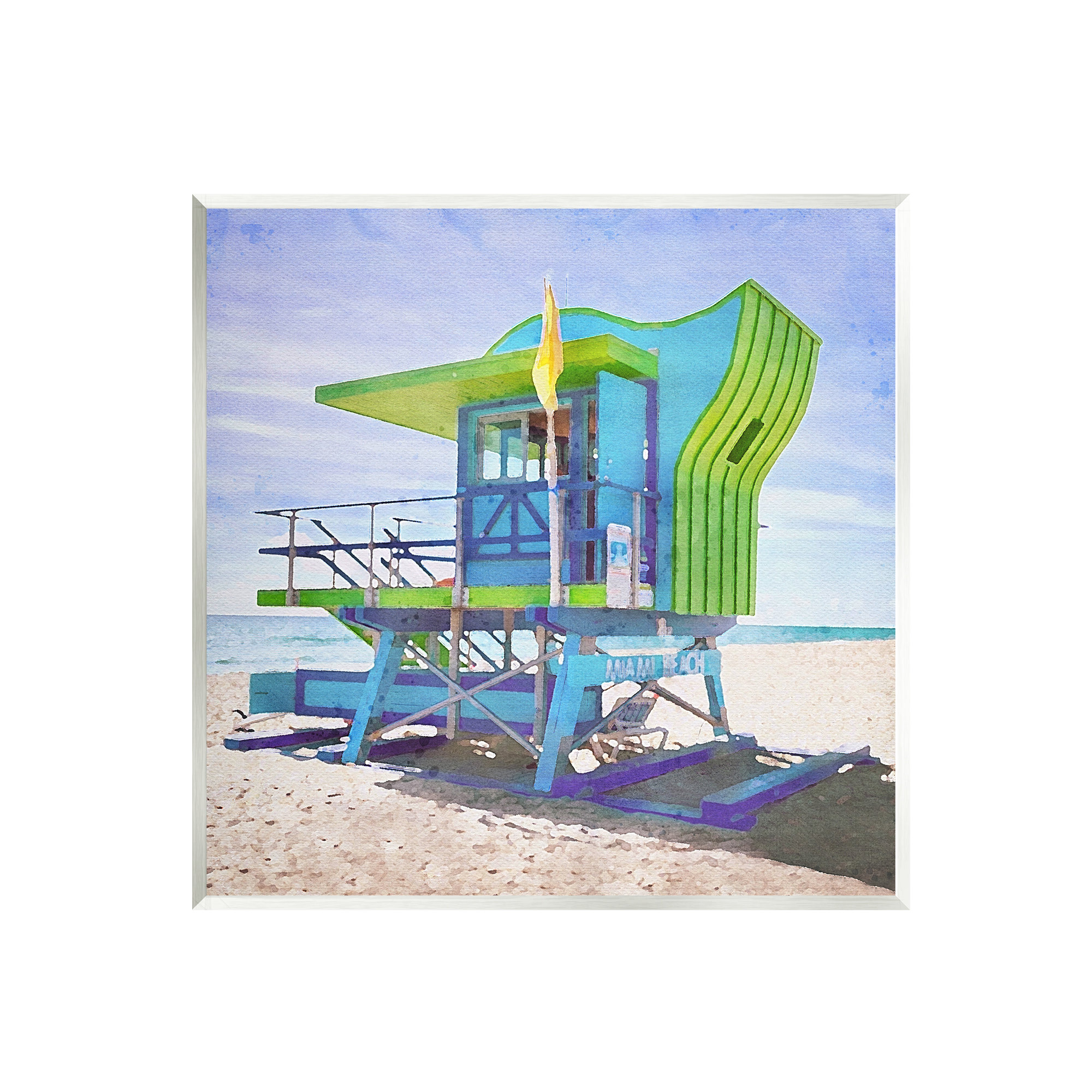 Stupell Industries Green Beach Hut Wall Plaque Art Design By LSR Design ...