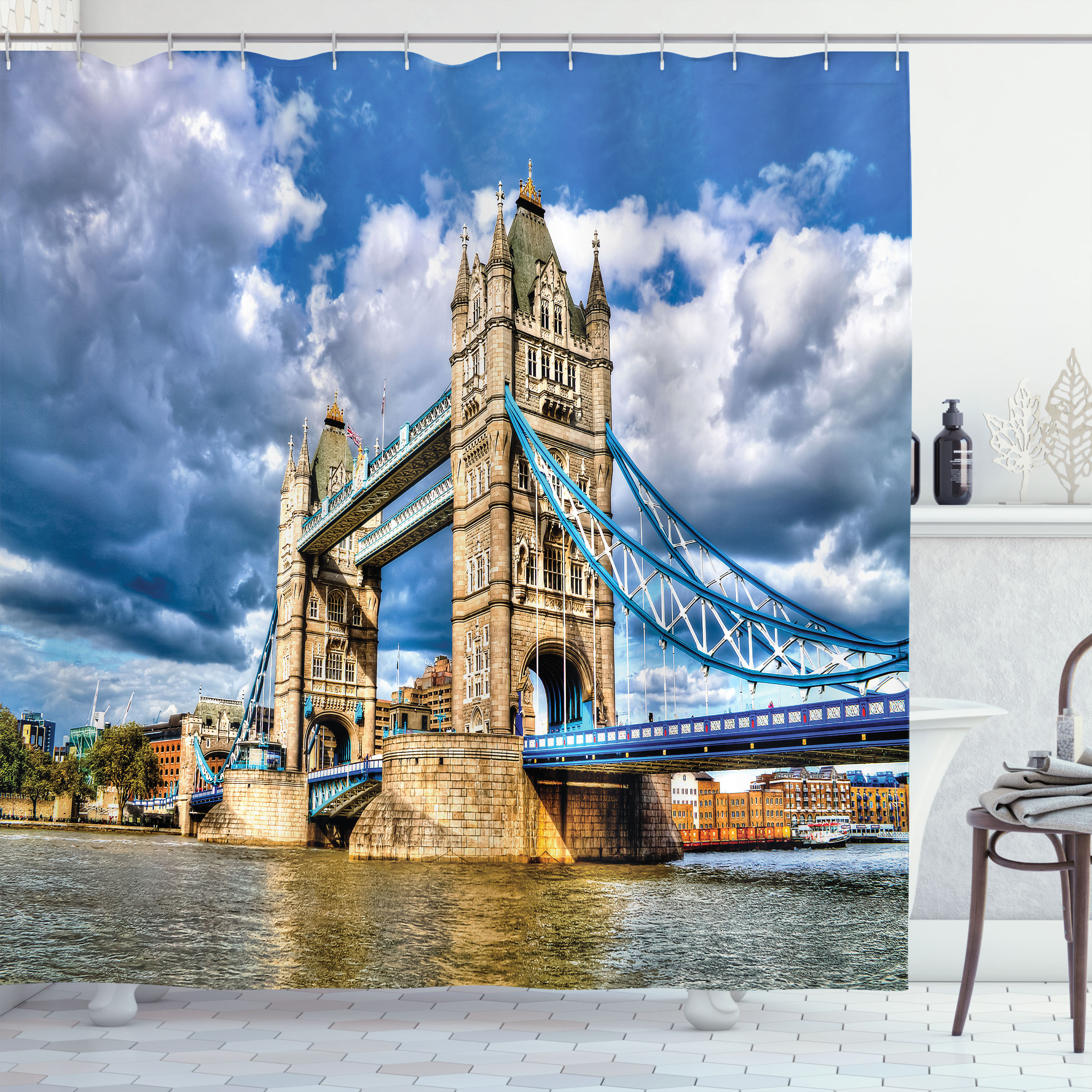 East Urban Home London Shower Curtain British UK Heritage Multicolor ...