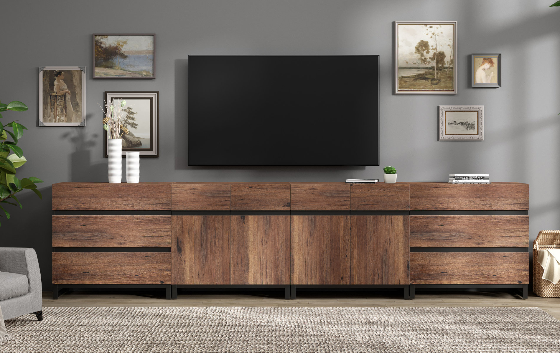 Latitude Run® Modern TV Stand For Tvs Up To 120 Inches, 4-In-1 Media ...