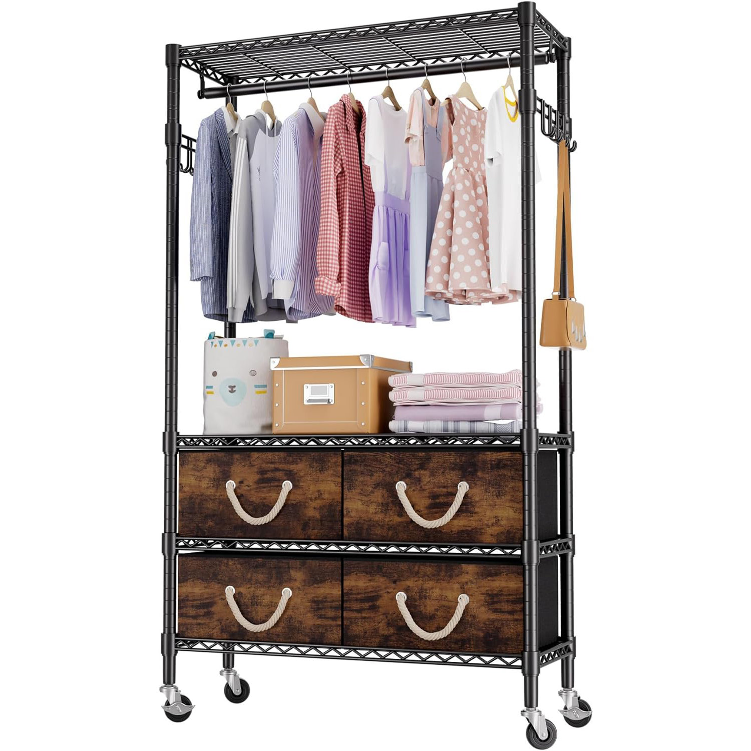 Hokku Designs Double-Side Hooks & Adjustable Design with 4 Fabric ...