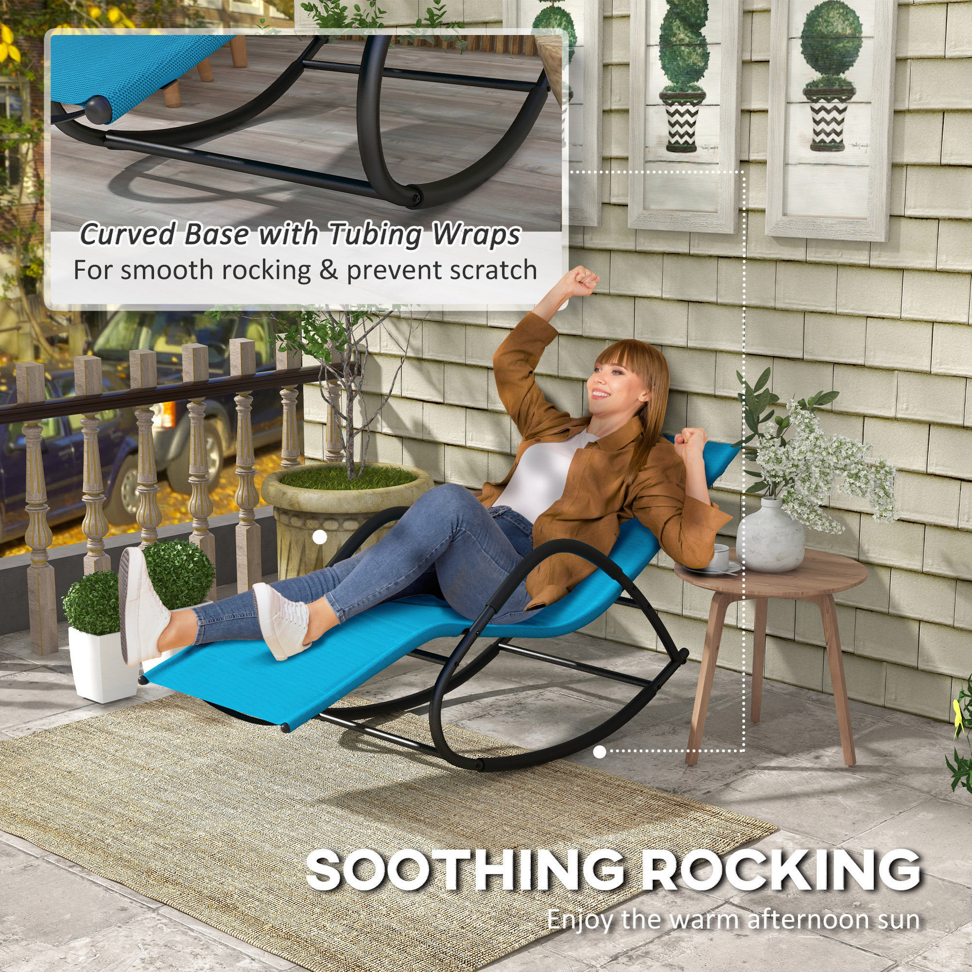 Ebern Designs Outsunny Rocking Chair, Zero Gravity Patio Chaise Sun ...