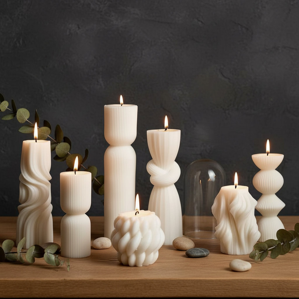 Orren Ellis 7-Pack Soy Wax Ribbed Pillar Branhams - Modern Aesthetic ...