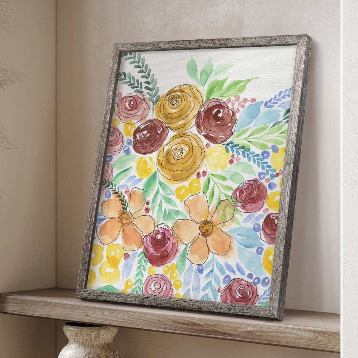 Lark Manor™ Flower Carousel I Framed Print - Solid Wood | Wayfair