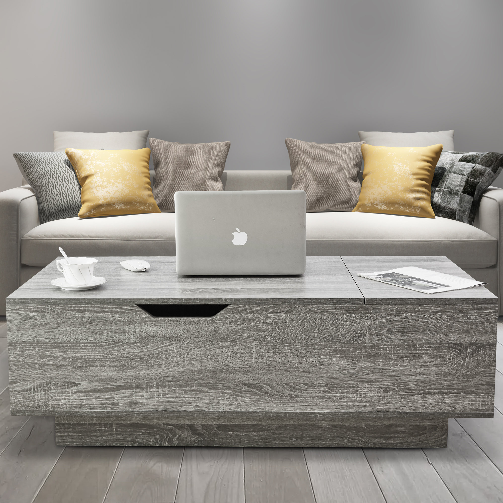 Wade Logan® Brynlin Detachable Top Block Coffee Table with Storage ...