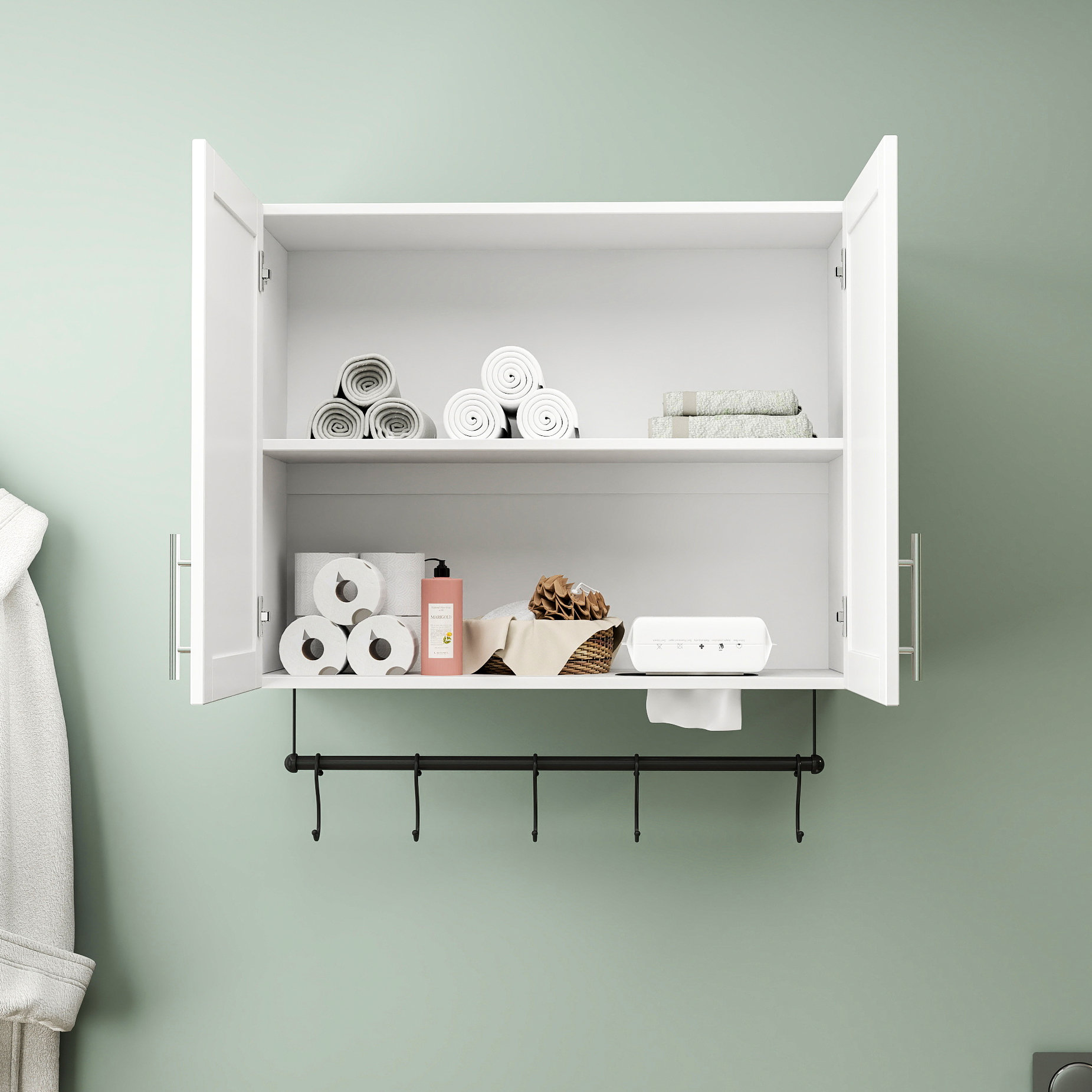 Red Barrel Studio White Over Toilet Storage Wall Cabinet - Adjustable ...