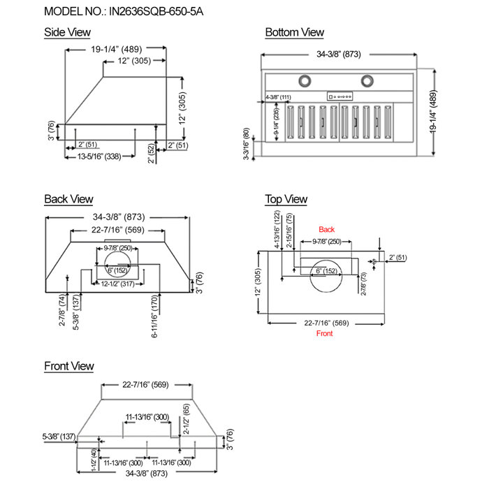 Kobe Range Hoods KOBE ECO Mode Technology 36" 700 Cubic Feet Per Minute ...