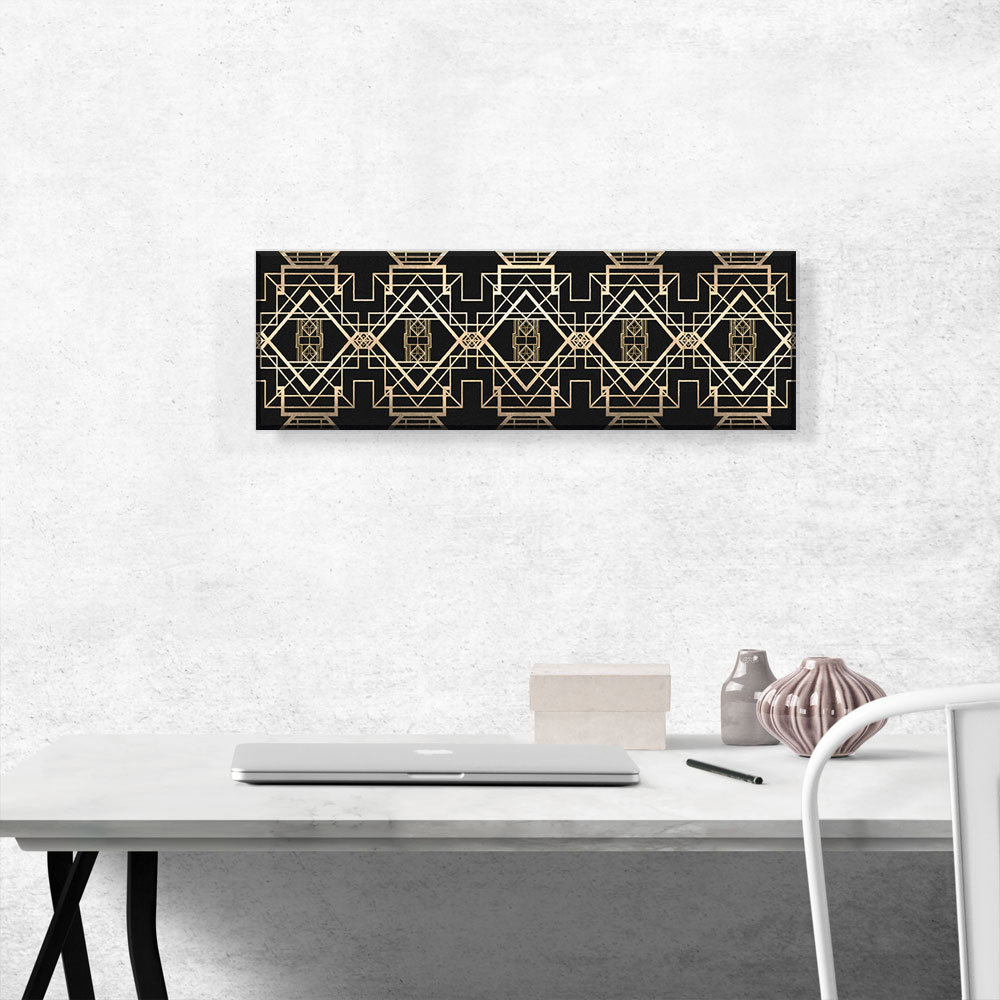 ARTCANVAS Tan Design on Black - Wrapped Canvas Panoramic Graphic Art ...