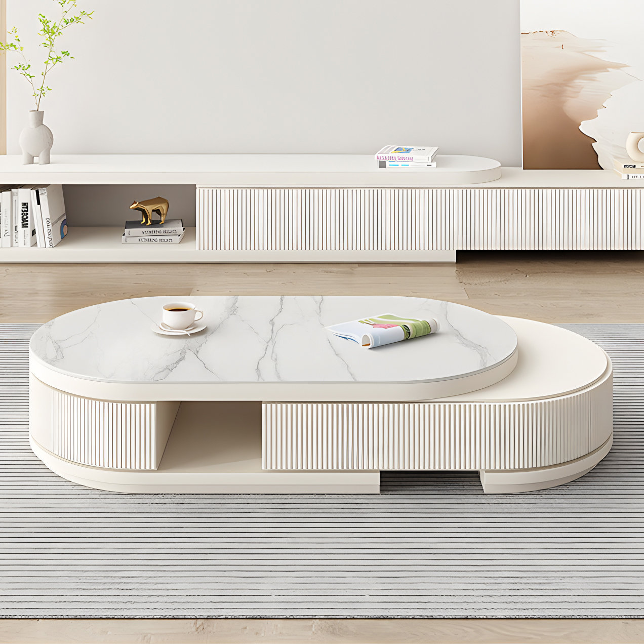 Brayden Studio® Modern Round Coffee Table with Storage Space ...