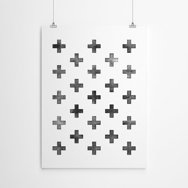 17 Stories Lexander Swiss Cross Pattern On White - No Frame Art Prints ...