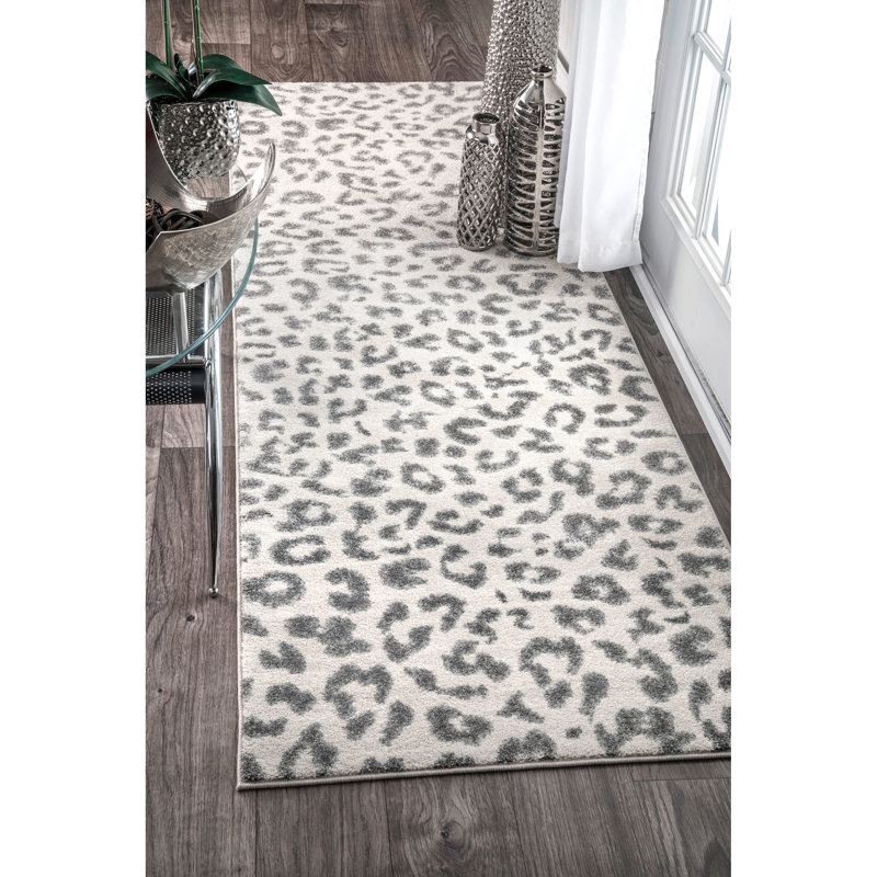 Ebern Designs Ruiz Modern Leopard Print Performance Gray Rug & Reviews ...