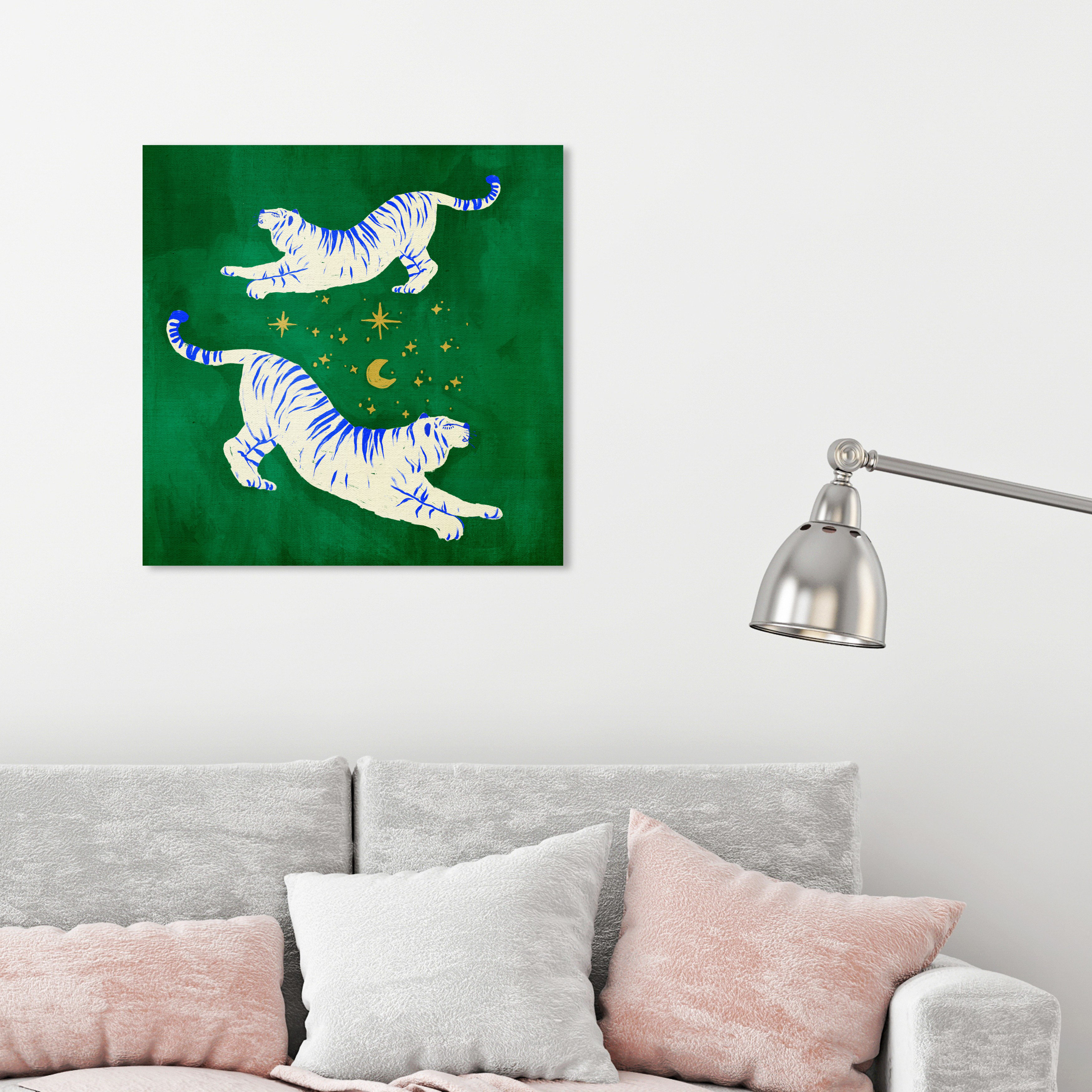 Bungalow Rose "Emerald Tigers Dreaming", Emerald Jungle Cats Modern ...