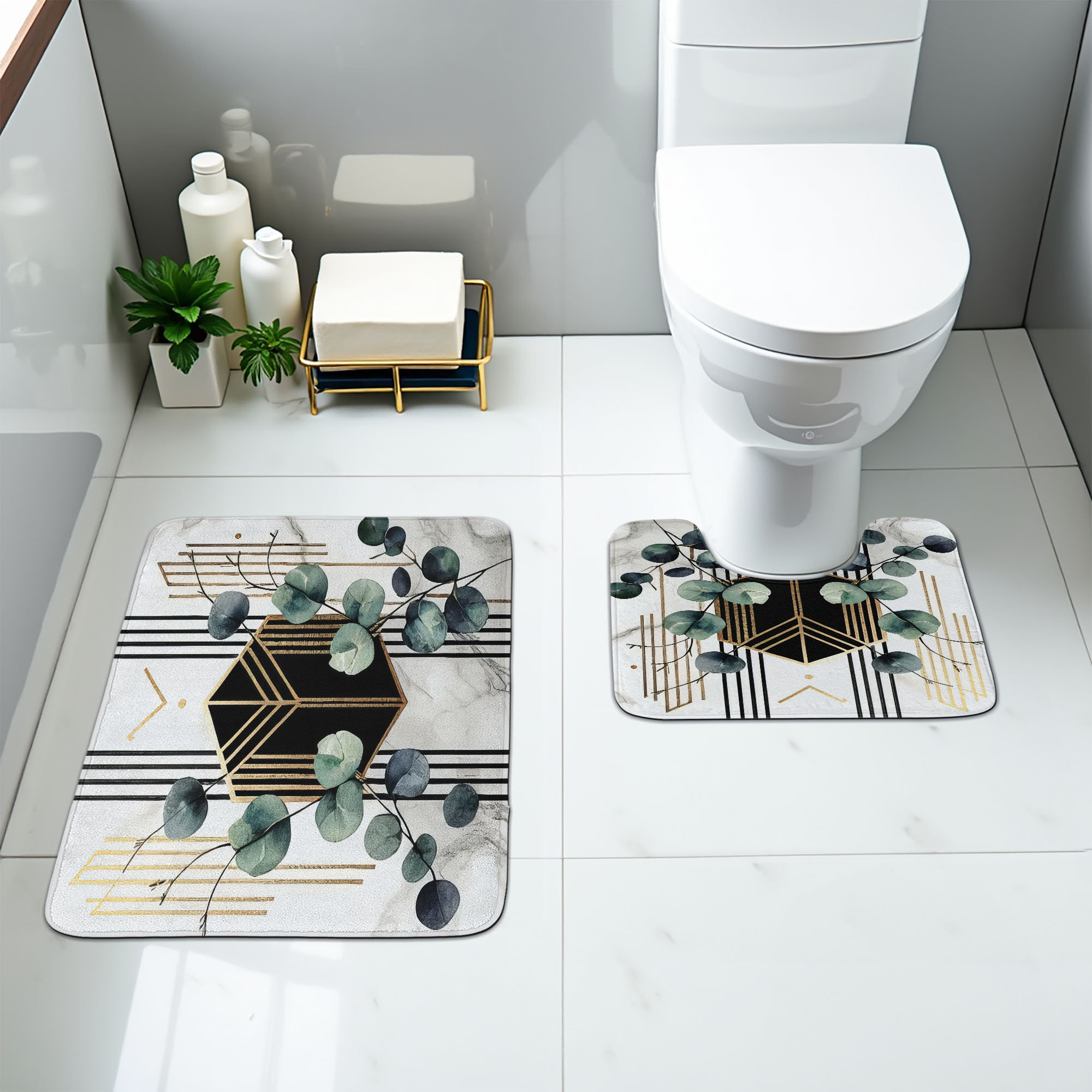East Urban Home Eucalyptus Bathroom Rug Set 2 Pieces Rectangle ...