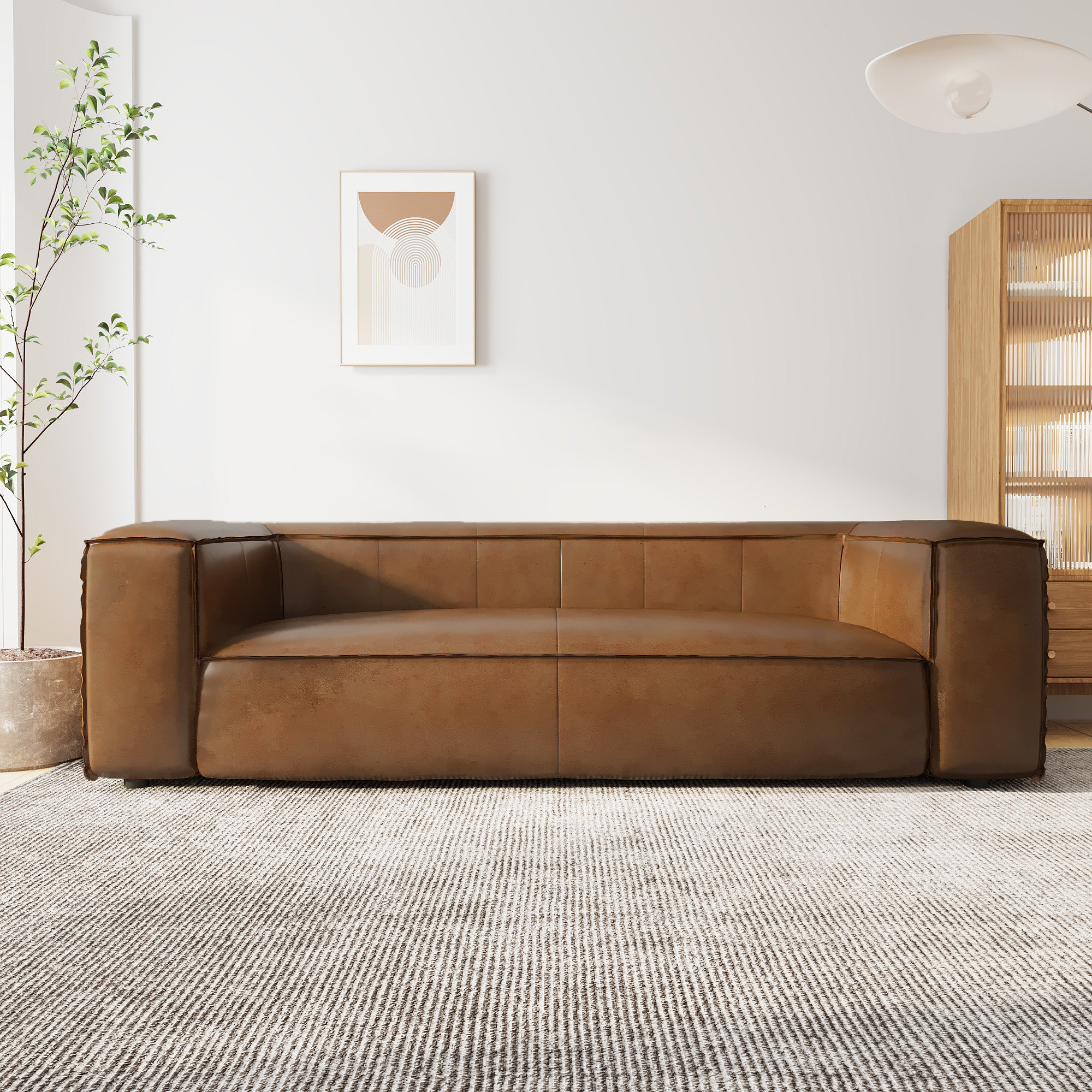 Hokku Designs Jaquavius 93.9'' Genuine Leather Sofa | Wayfair