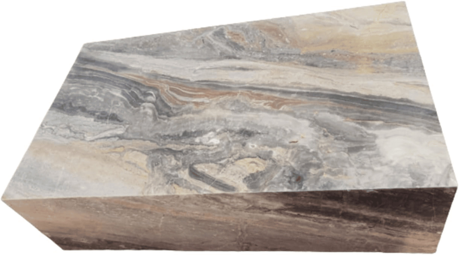 BETACH Genuine Marble Block Coffee Table - Arabescato Grey Marble ...