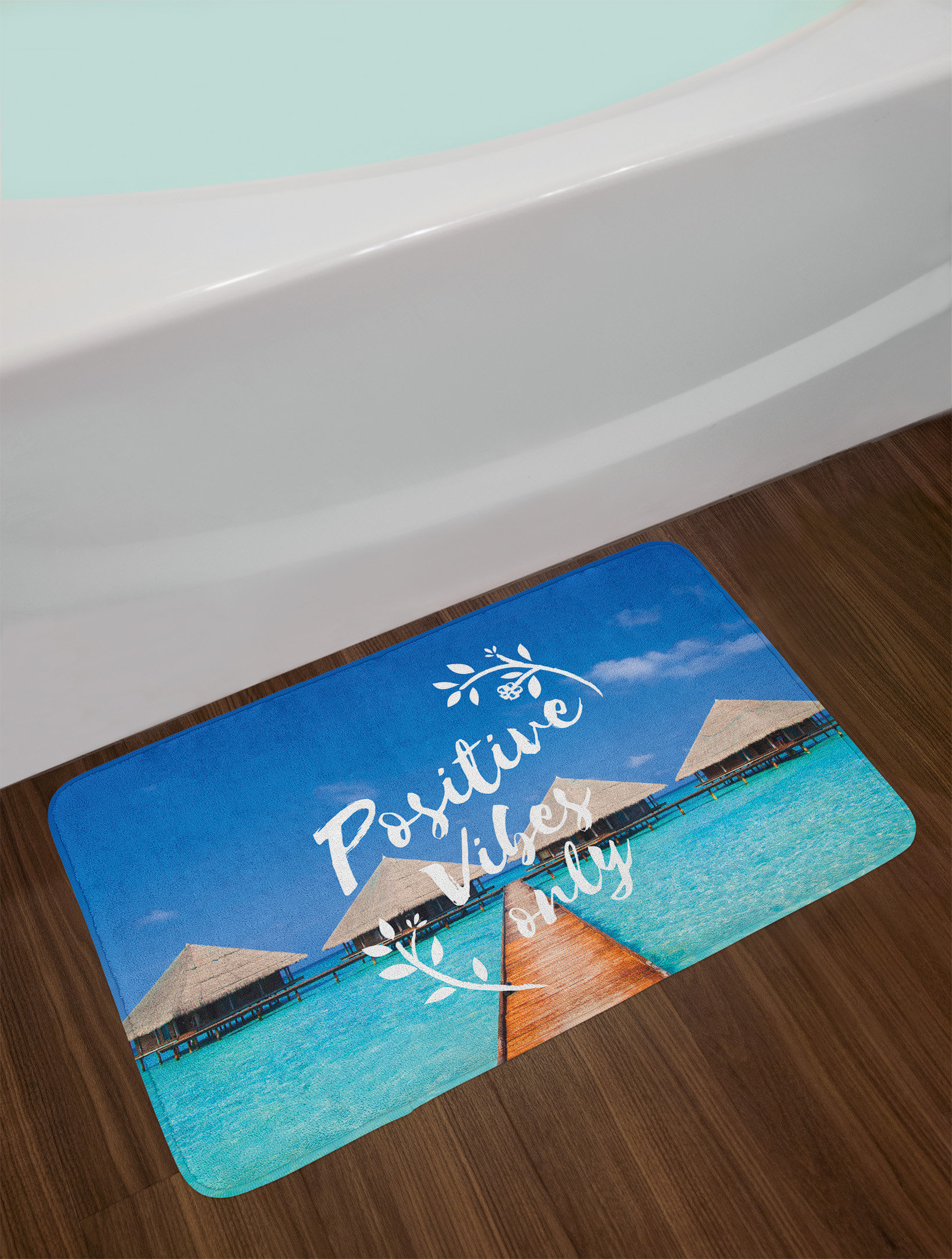 East Urban Home Saying Plush Bath Mat, Positive Vibes Only Message, 30. ...