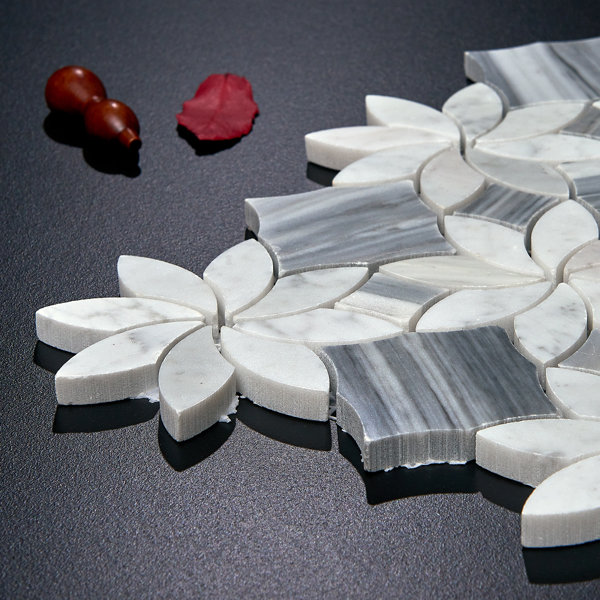 Matrix Stone USA Water Jet Random Sized Marble Novelty Mosaic Wall ...