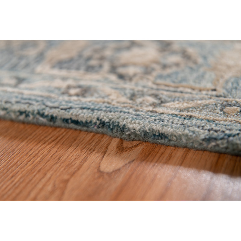 Bungalow Rose Shawsheen Handmade Hand Tufted Gray/Blue Rug | Wayfair