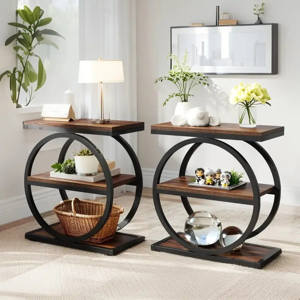 17 Stories Set Of 2 End Table Risers, 3-Tier Side Tables, Narrow ...