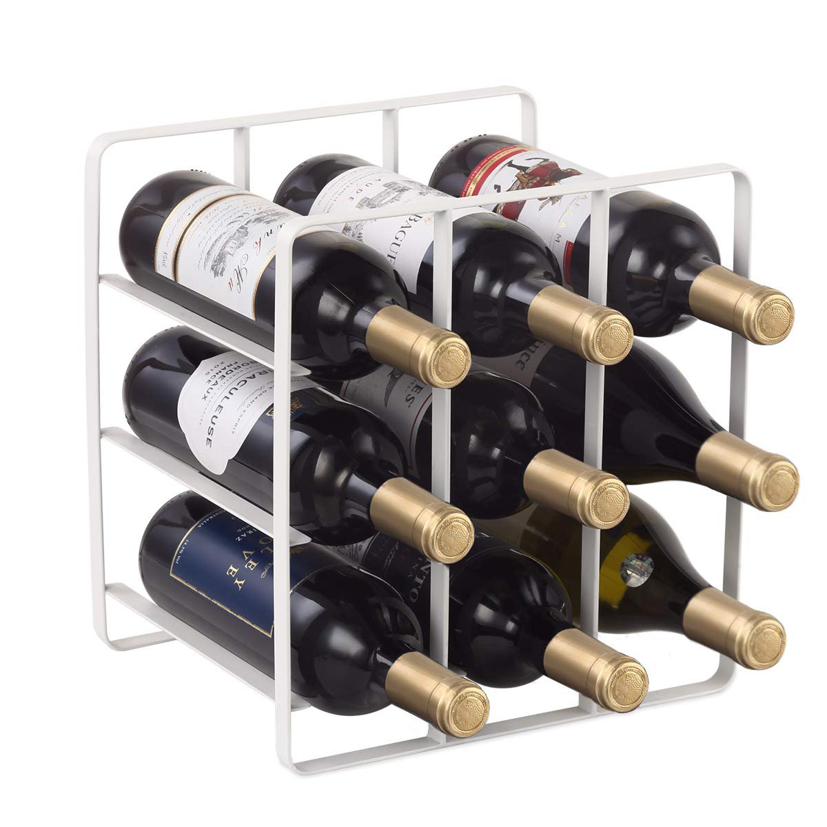 Latitude Run® 9 Bottles Metal Wine Rack, Free-Standing Cabinet Water ...