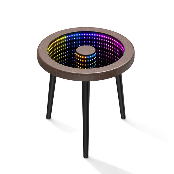Ivy Bronx Coffee Table With Round Led Infinity Mirror | Wayfair