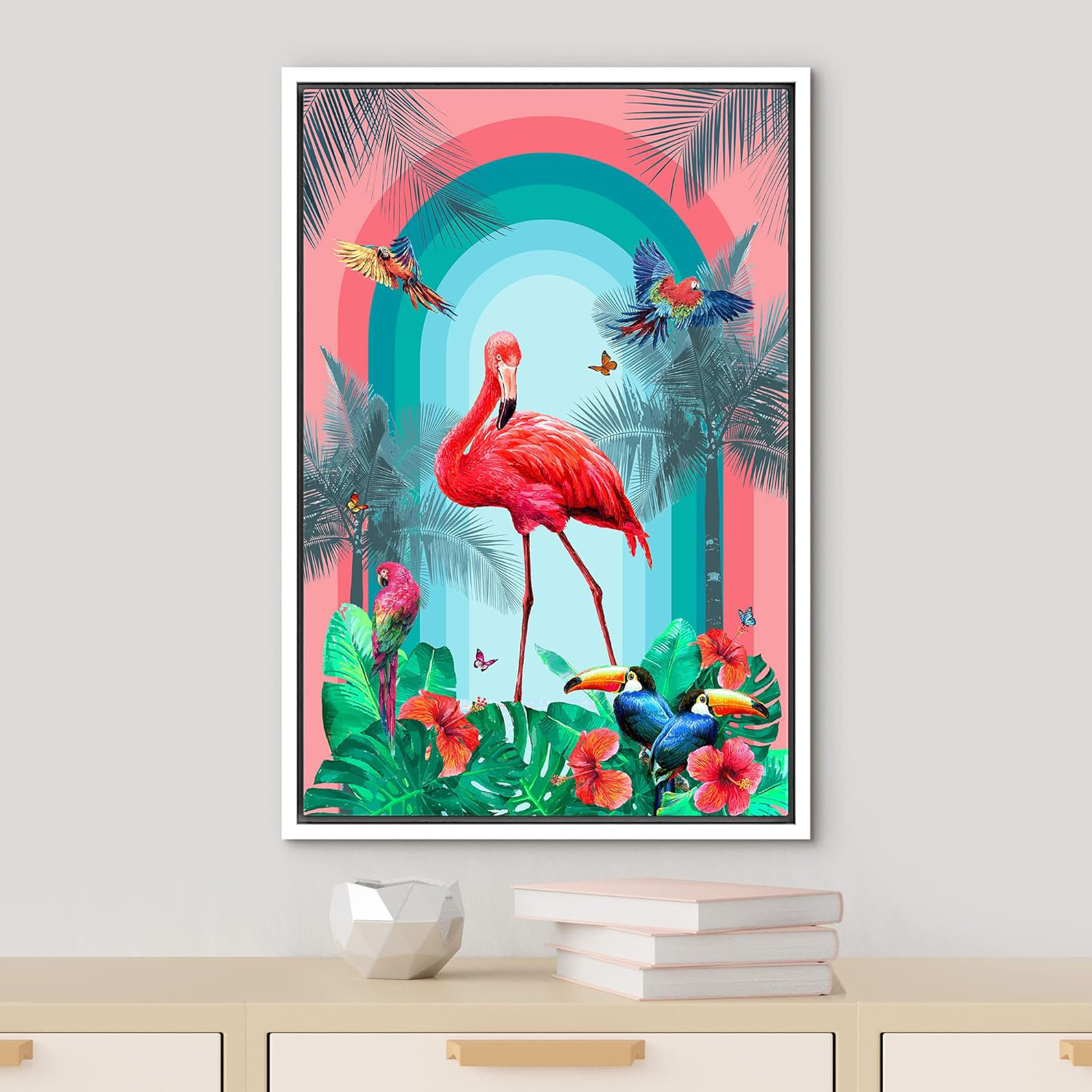 IDEA4WALL Bright Preppy Animals Tropical Red Jungle Bright Flower ...