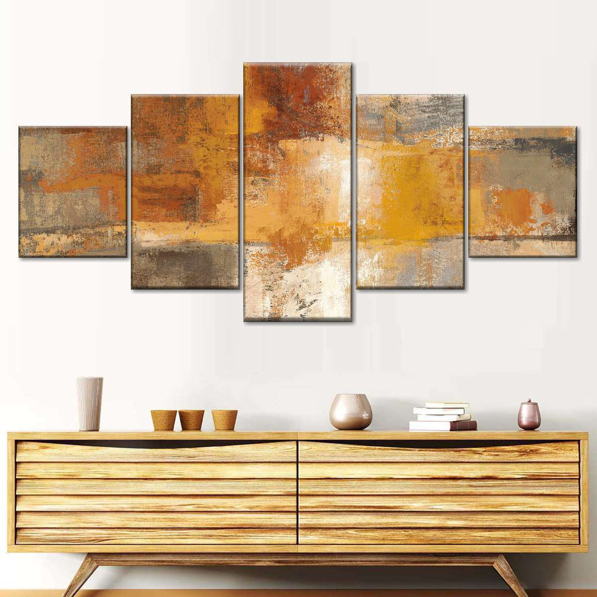 Wrought Studio™ Silver And Amber Wall Art Multi Piece Canvas Print On ...