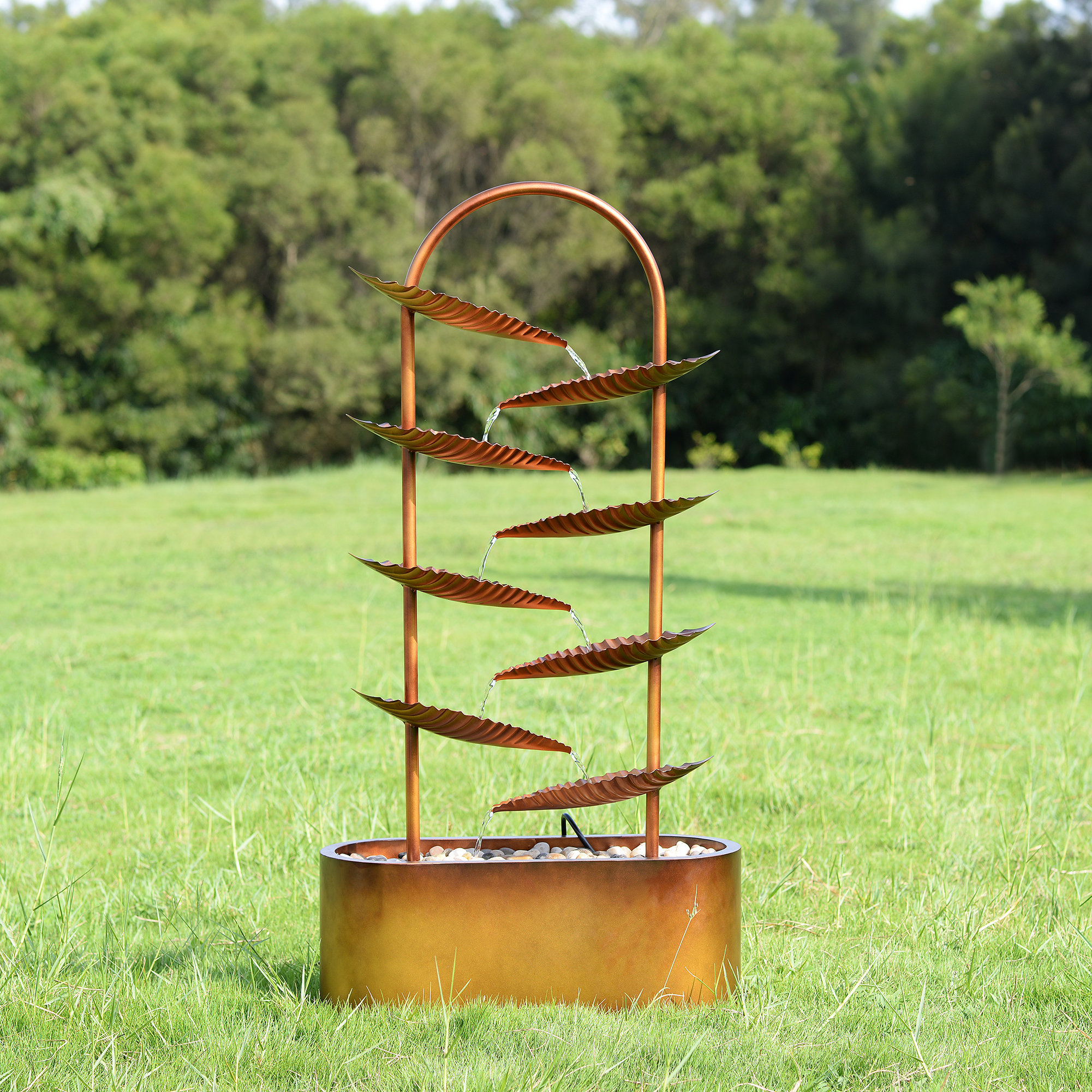 Hi-Line Gift Ltd. Fontaine rustique à feuilles en métal - extérieur ...