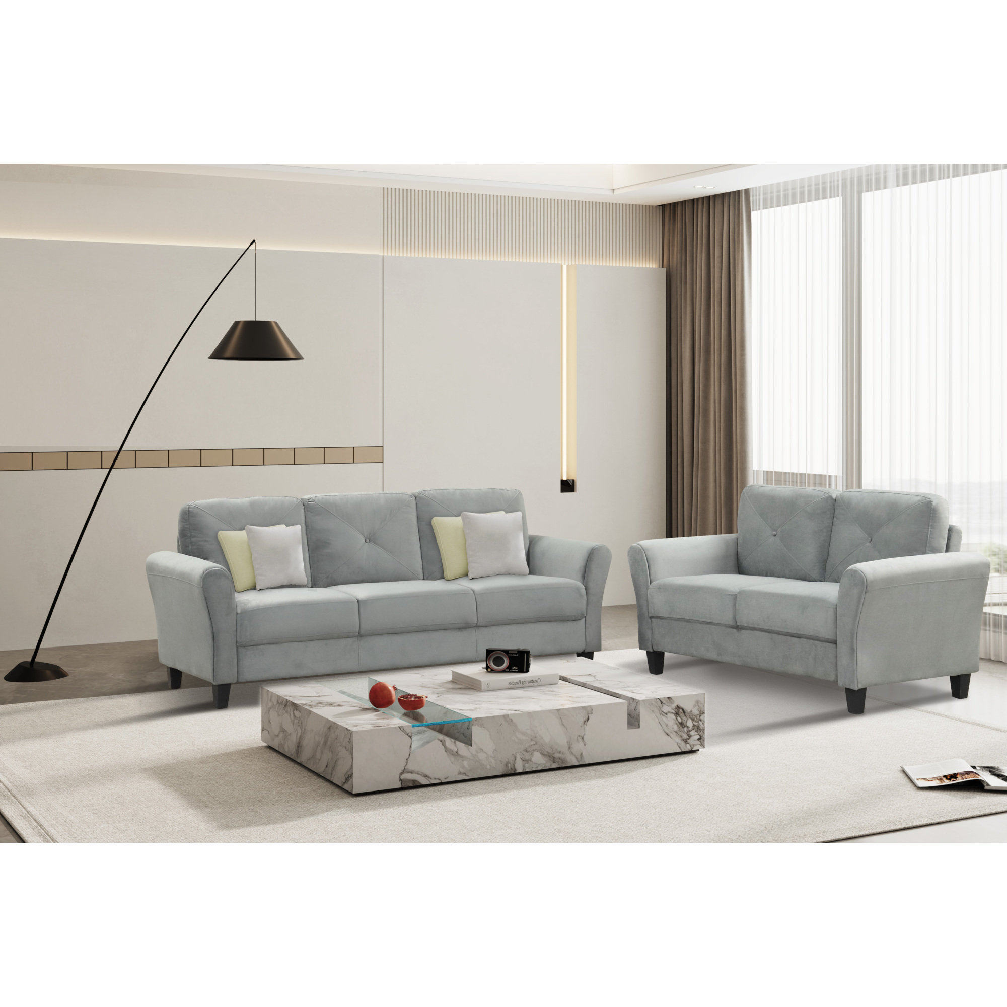 Latitude Run® Jiumi Fashion Living Room Two Piece Sofa Set, Living Room ...