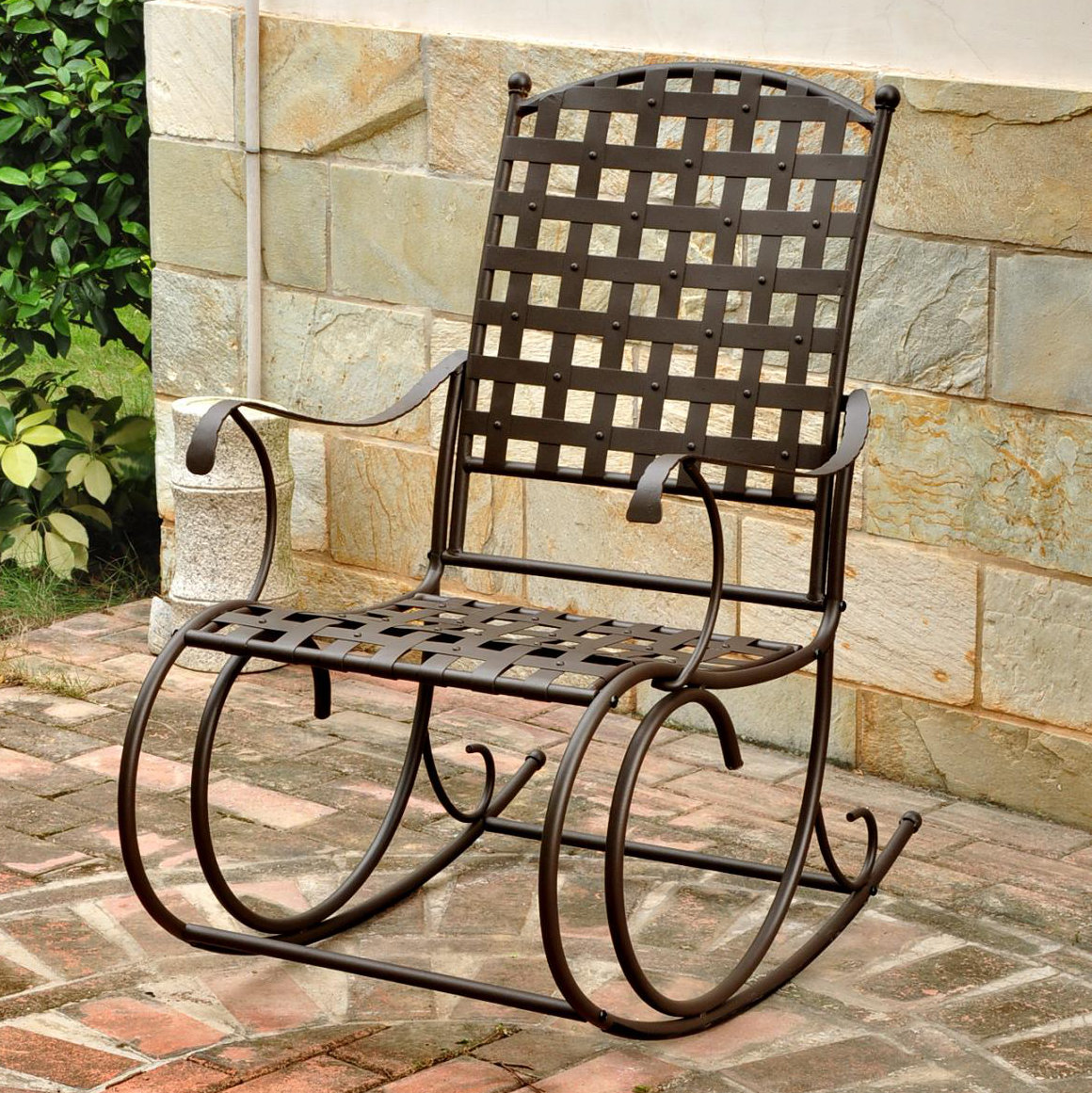 Lark Manor Arifa Powder Coated Steel Outdoor Rocker Chair & Reviews ...