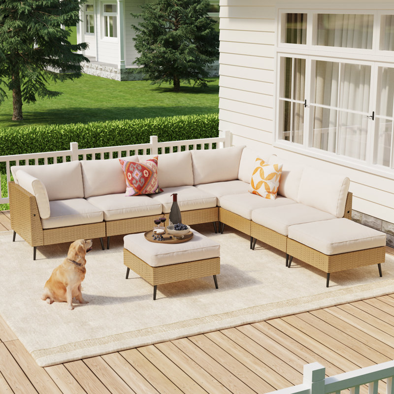 Hokku Designs Zahro 8 - Person Outdoor Sectional Seating Group with ...