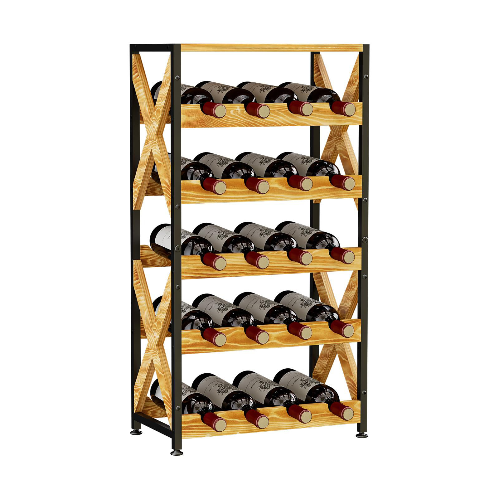 Ophelia & Co. 20 Bottle Wine Rack Freestanding Floor With Wood Top ...