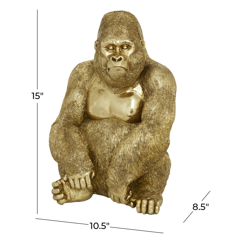 Mercer41 Polystone Gorilla Decorative Gold Sculpture | Wayfair