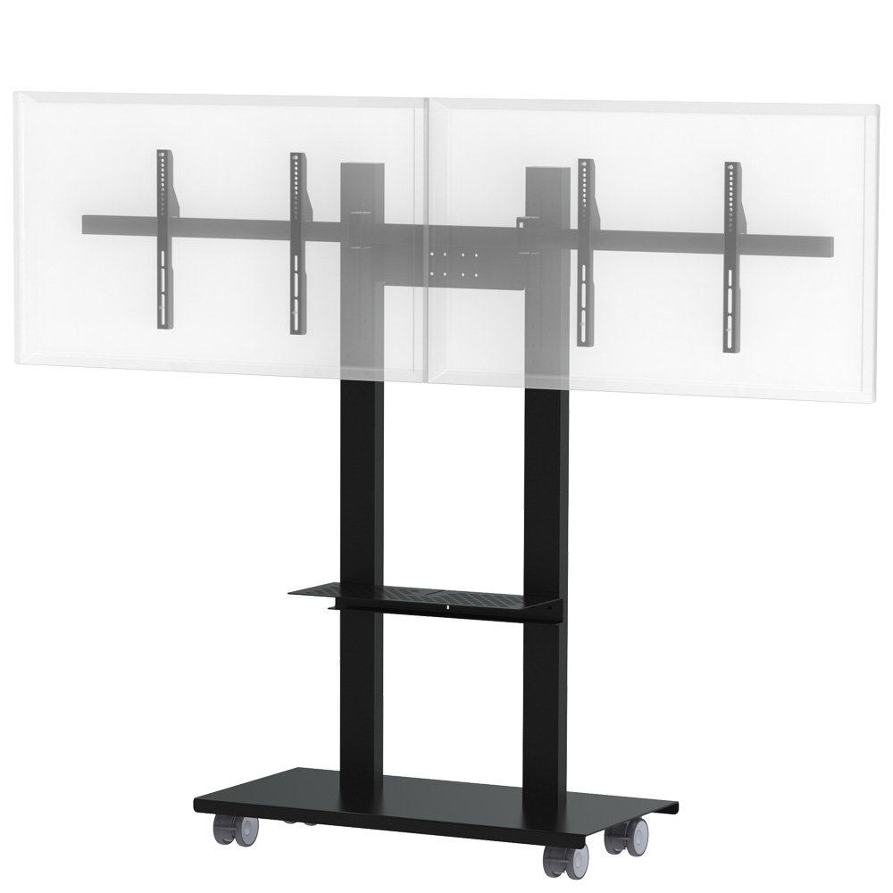 AVFI Mobile Gray Fixed Floor Stand Mount with Shelving, Holds up to 250 ...