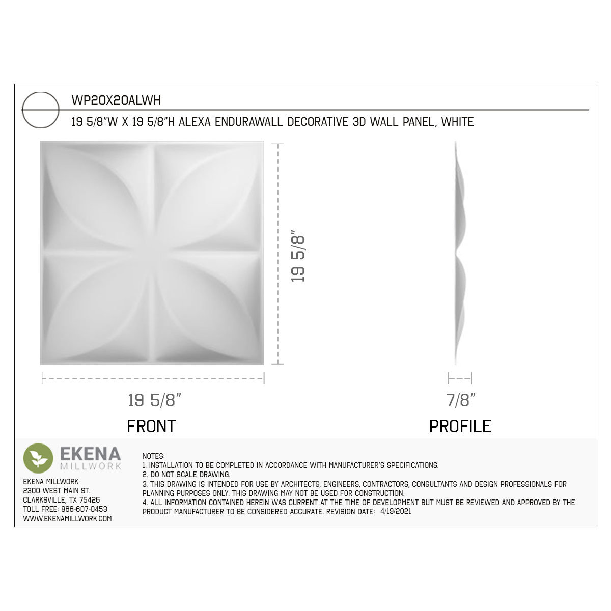 Ekena Millwork Alexa EnduraWall Decorative 3D Wall Panel & Reviews ...